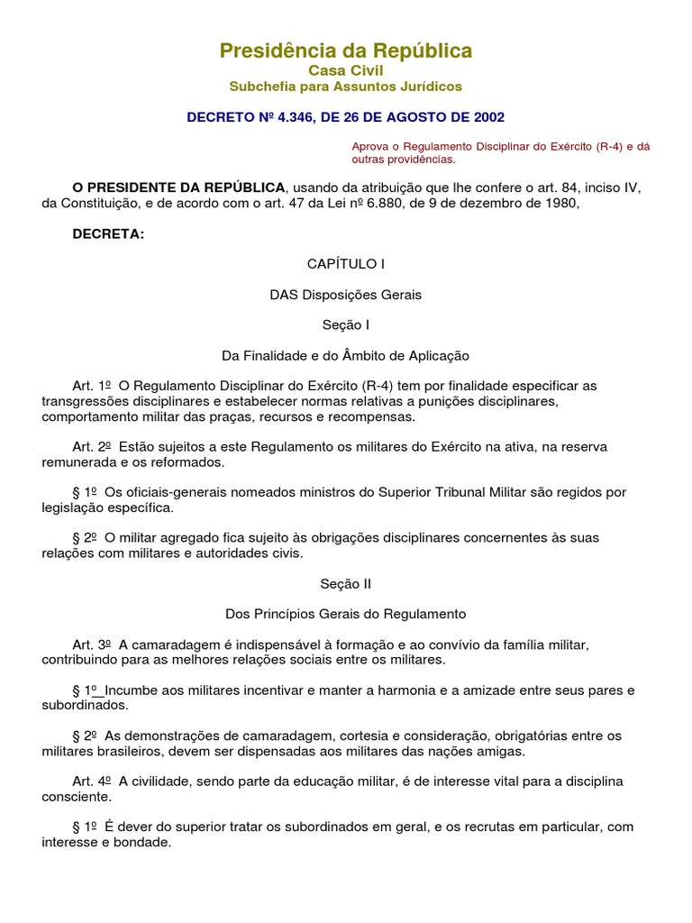 RDE - Regulamento Disciplinar Do Exército. | PDF | Sentença (jurídico ...
