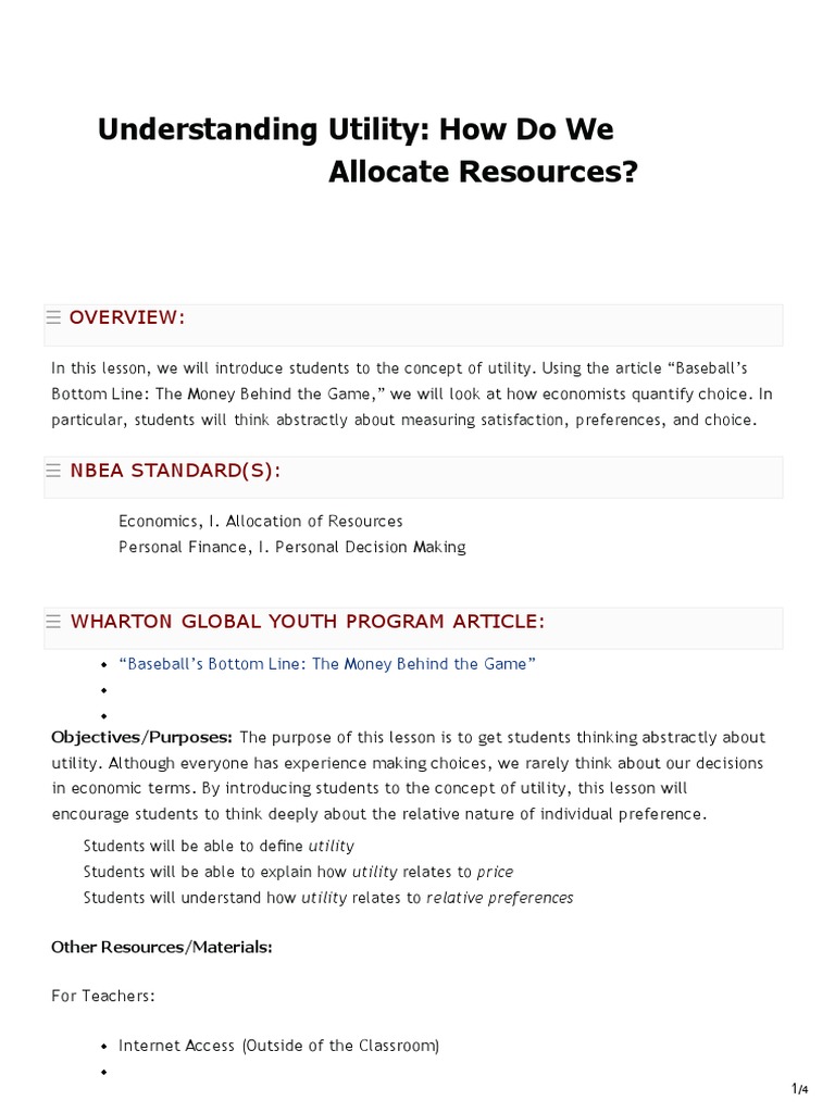Understanding-Utility - 1 Lesson Plan | PDF | Self-Improvement | Wellness