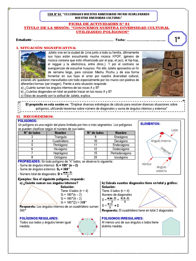 Ficha 1 - 1ero - Eda4 | PDF | Geometría Elemental | Geometría euclidiana