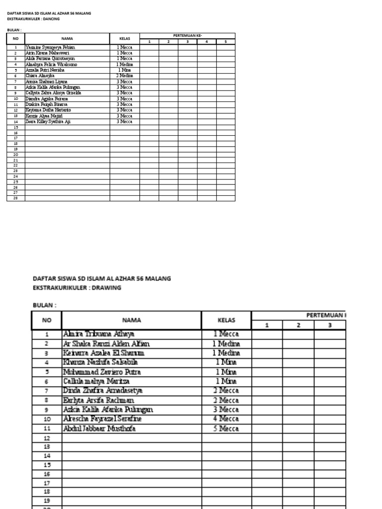 DATA SISWA EKSKUL SDIA 56 MALANG TP 2023.2024 - Compressed | PDF