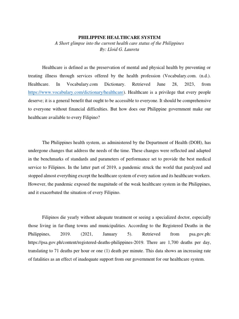 Report-Philippine Healthcare System (LGL) | PDF