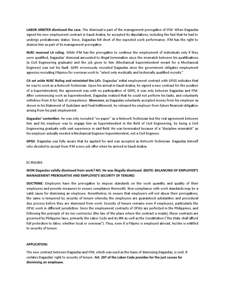 Dagadas Vs Grand Placement | PDF | Employment | Labour Law