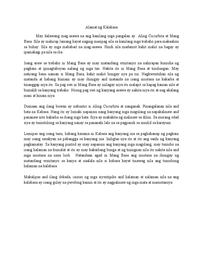 Alamat Ng Kalabasa | PDF