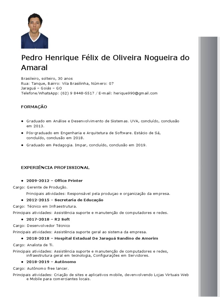 Curriculo - Pedro Henrique Felix Atualizado | PDF