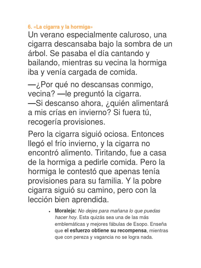 La Cigarra Y La Hormiga Pdf