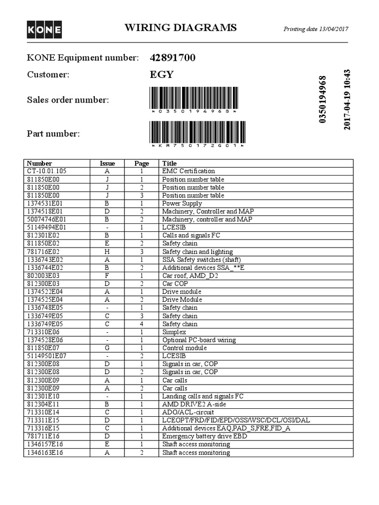 Kone Mono Space Wiring Diagram | PDF