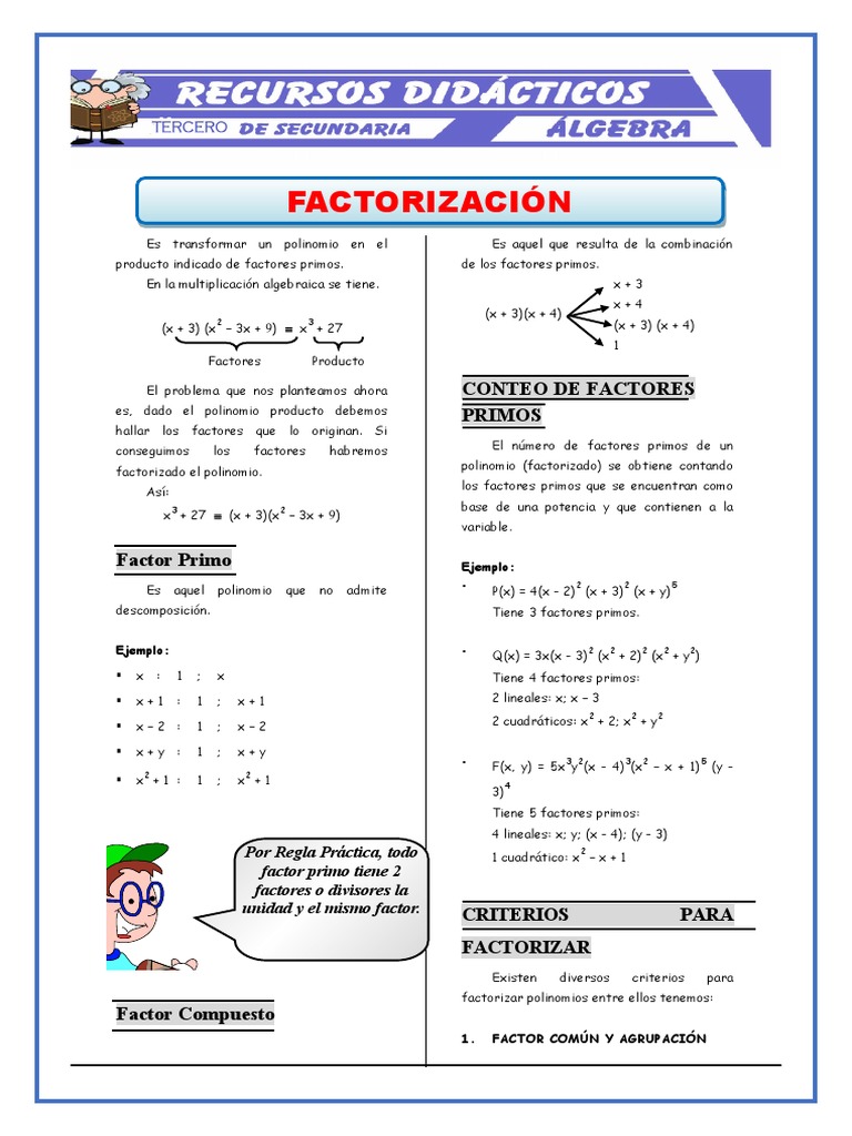 Ficha de Trabajo Factorización | PDF