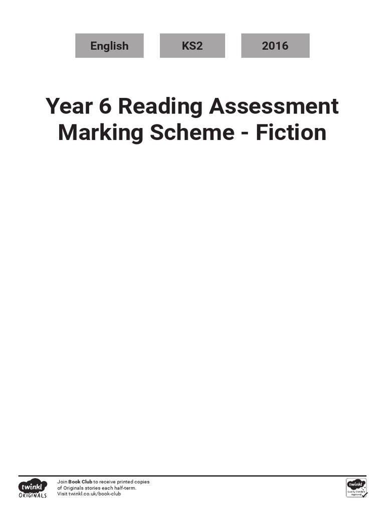 Year 6 Fiction Assessment Mark Scheme | PDF | General Fiction