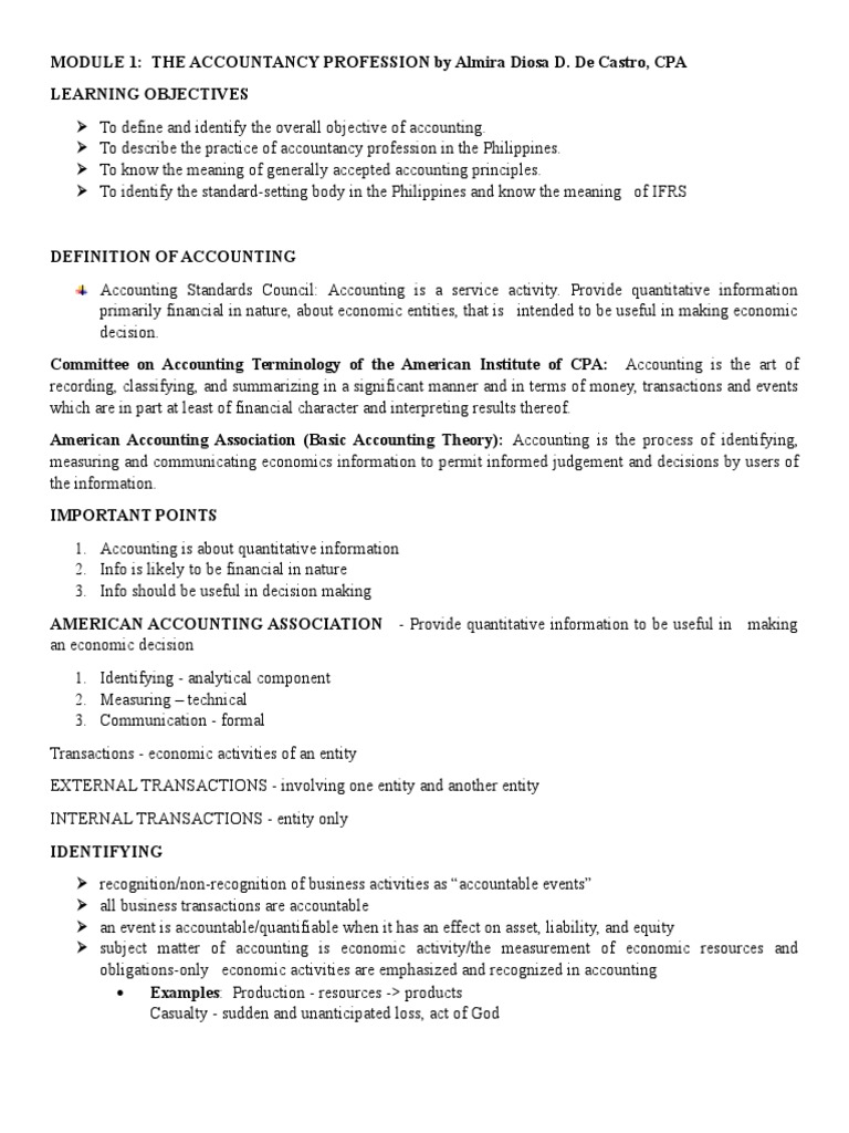 ACC 203 - MODULE 1 The Accountancy Profession | PDF