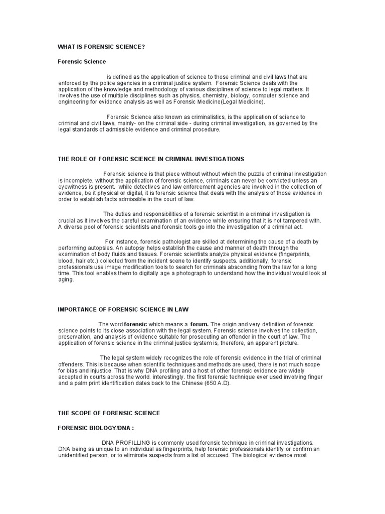 Forensic 1 | PDF | Forensic Science | Law Enforcement Techniques