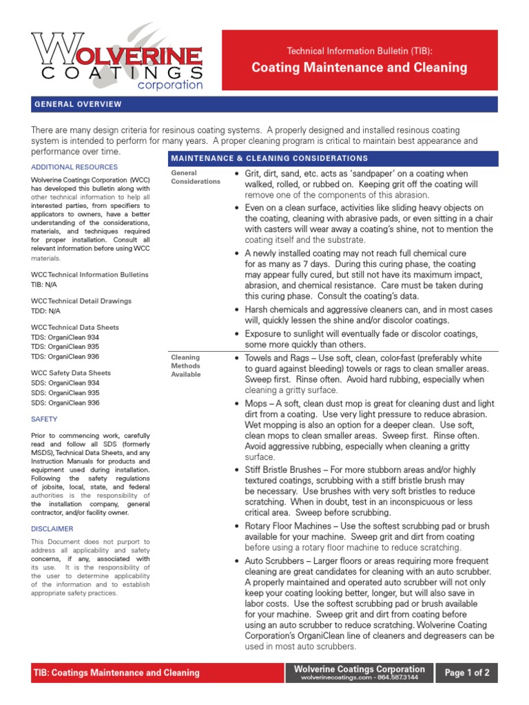 Coating_Maintenance_and_Cleaning_Guide-TIB | PDF | Legal Liability ...