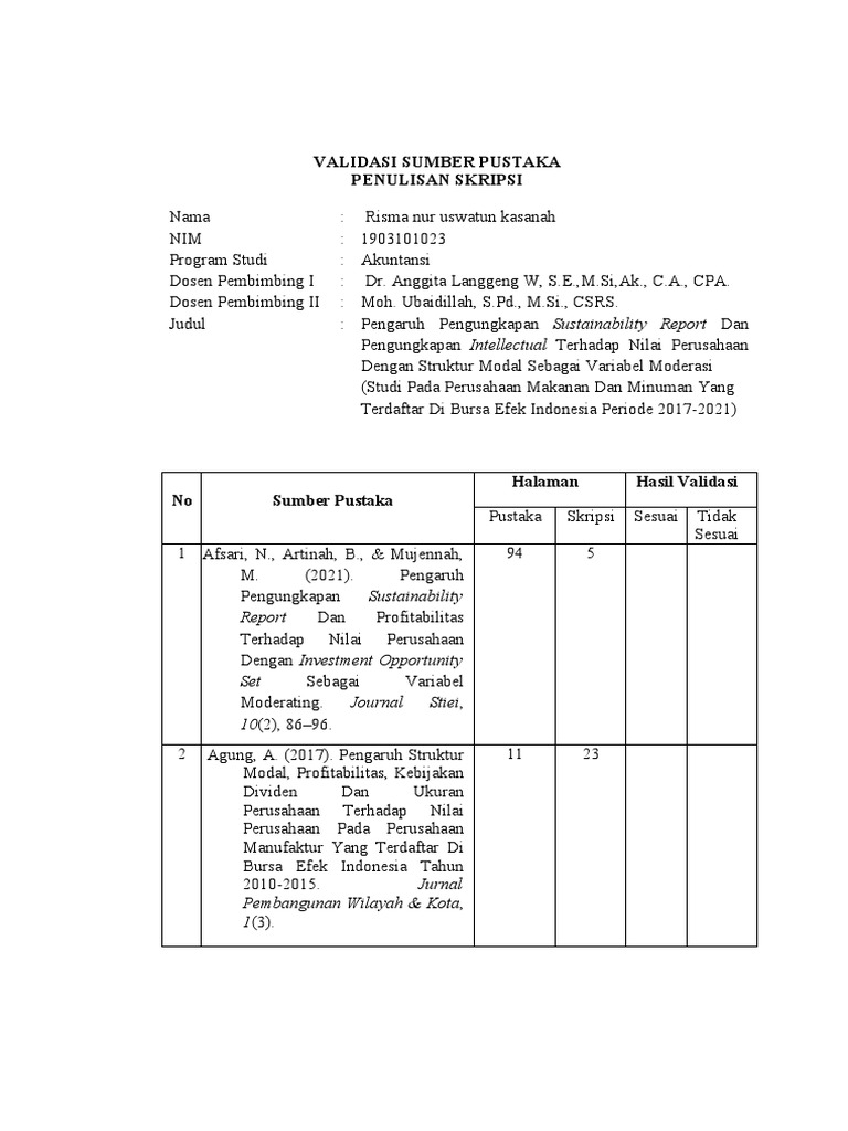 Validasi Sumber Pustaka Penulisan Skripsi-2 | PDF
