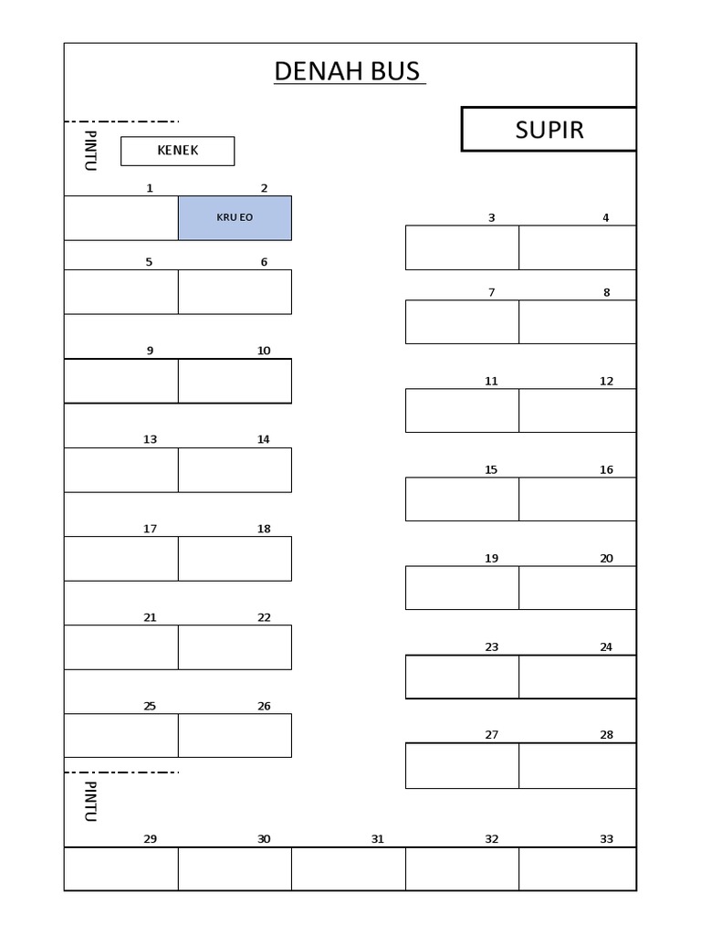 Denah Bus Seat 33 | PDF