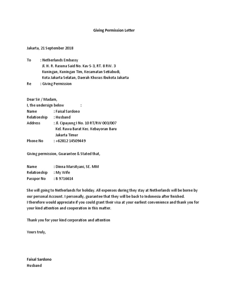 Giving Permission Letter | PDF
