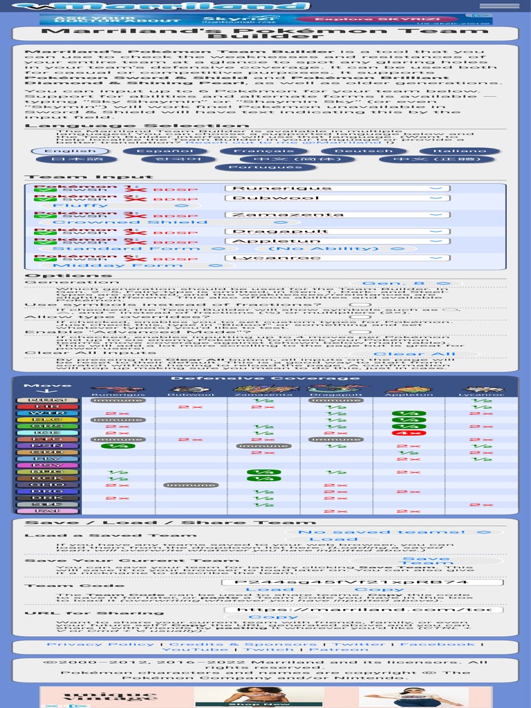 Marriland Team Builder For Pokémon Teams | PDF | Computing