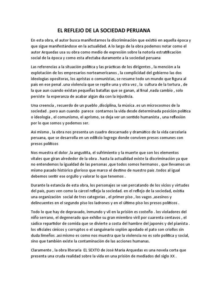 El Reflejo de La Sociedad Peruana | PDF