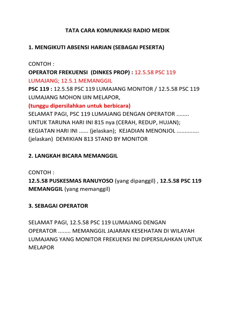 Tata Cara Komunikasi Radio Medik | PDF | Griya & Taman | Komputer