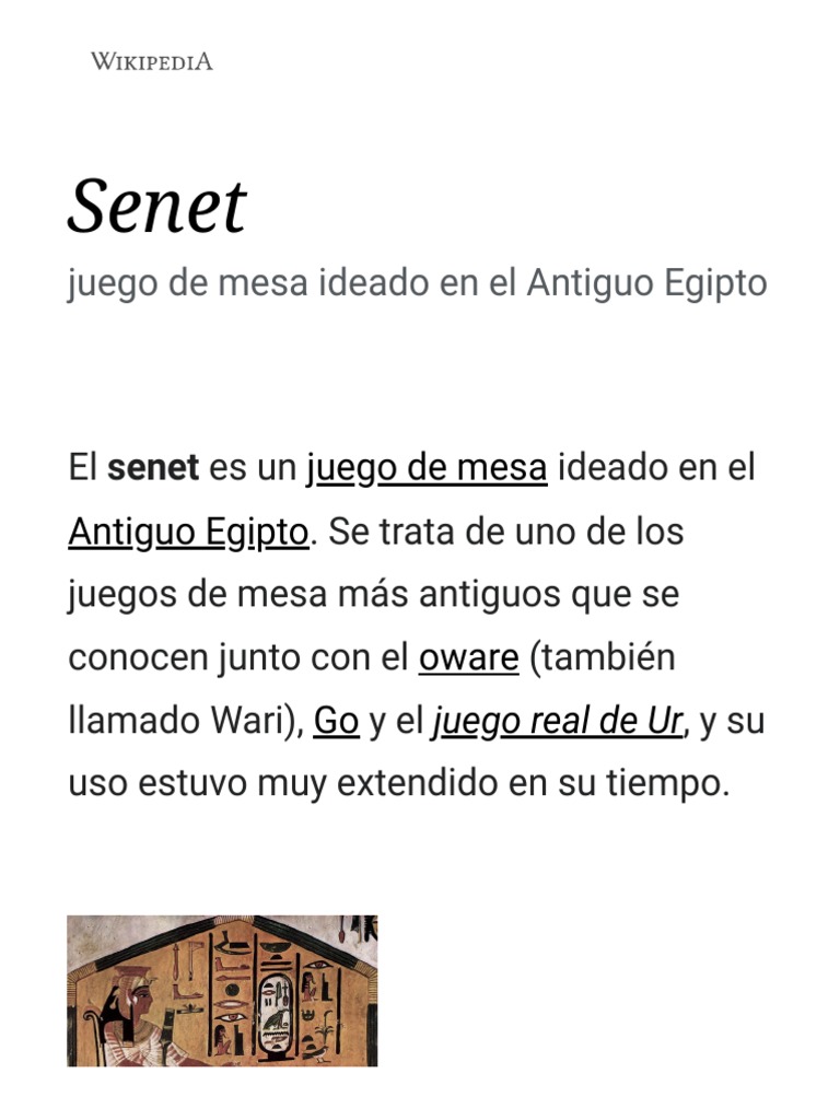 Senet - Wikipedia, La Enciclopedia Libre | PDF