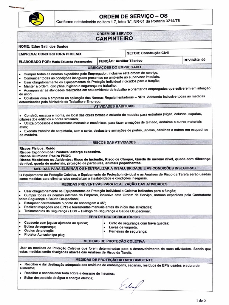 Edno Satil Dos Santos - Ordem de Servico | PDF
