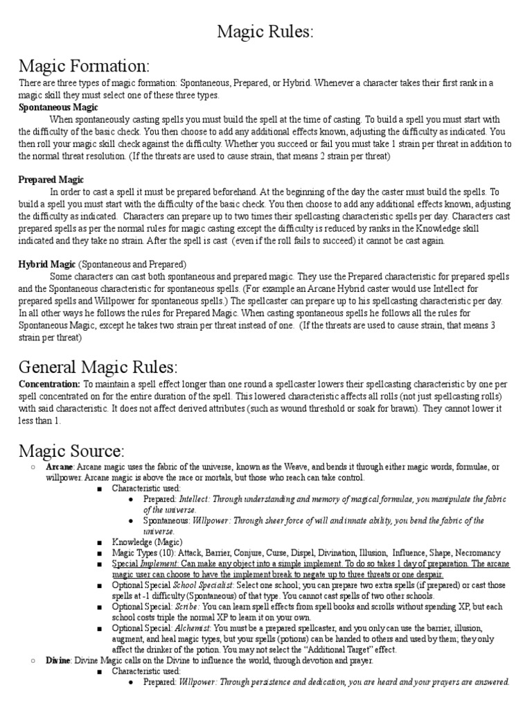 Genesys Advance Magic Rules | PDF