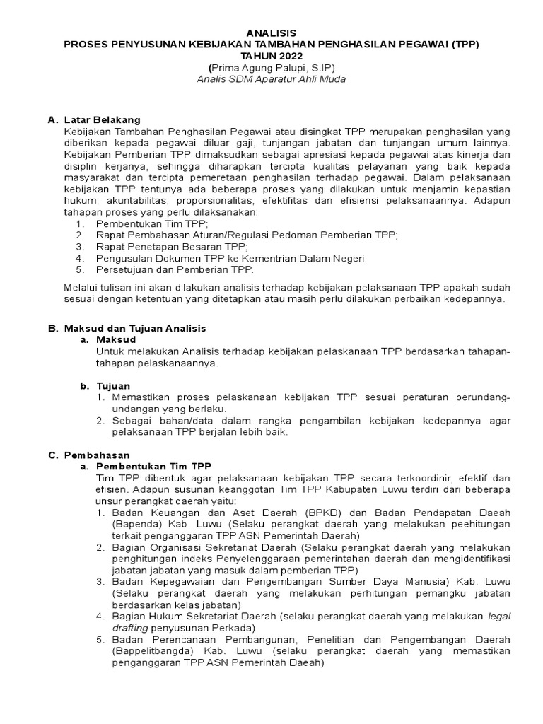 Analisis Proses Penyusunan Regulasi TPP 2022 | PDF