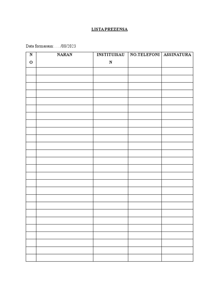 Lista Prezensa | PDF