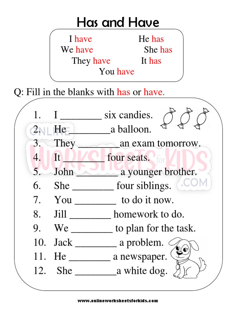 Has and Have Worksheets For Grade 1-1 | PDF