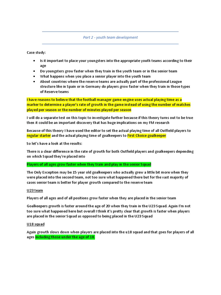 Pattern of Player Growth in FM23 - Part 2. | PDF
