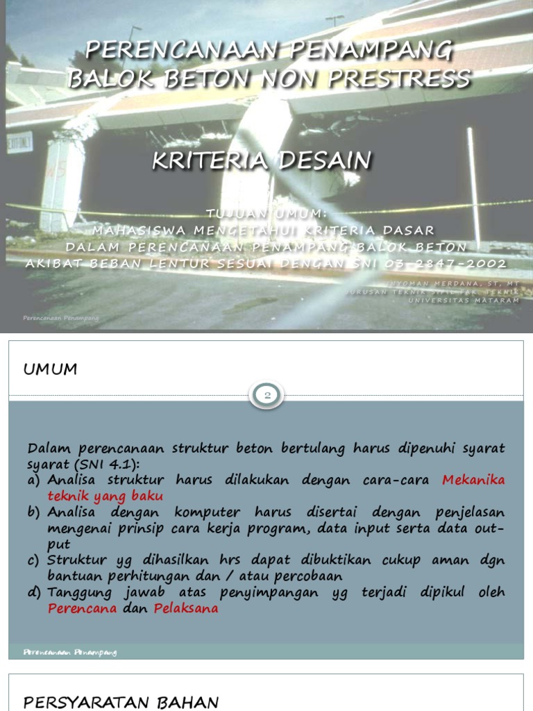 Kuliah 4-5 - (B) Desain Penampang Balok Persegi | PDF