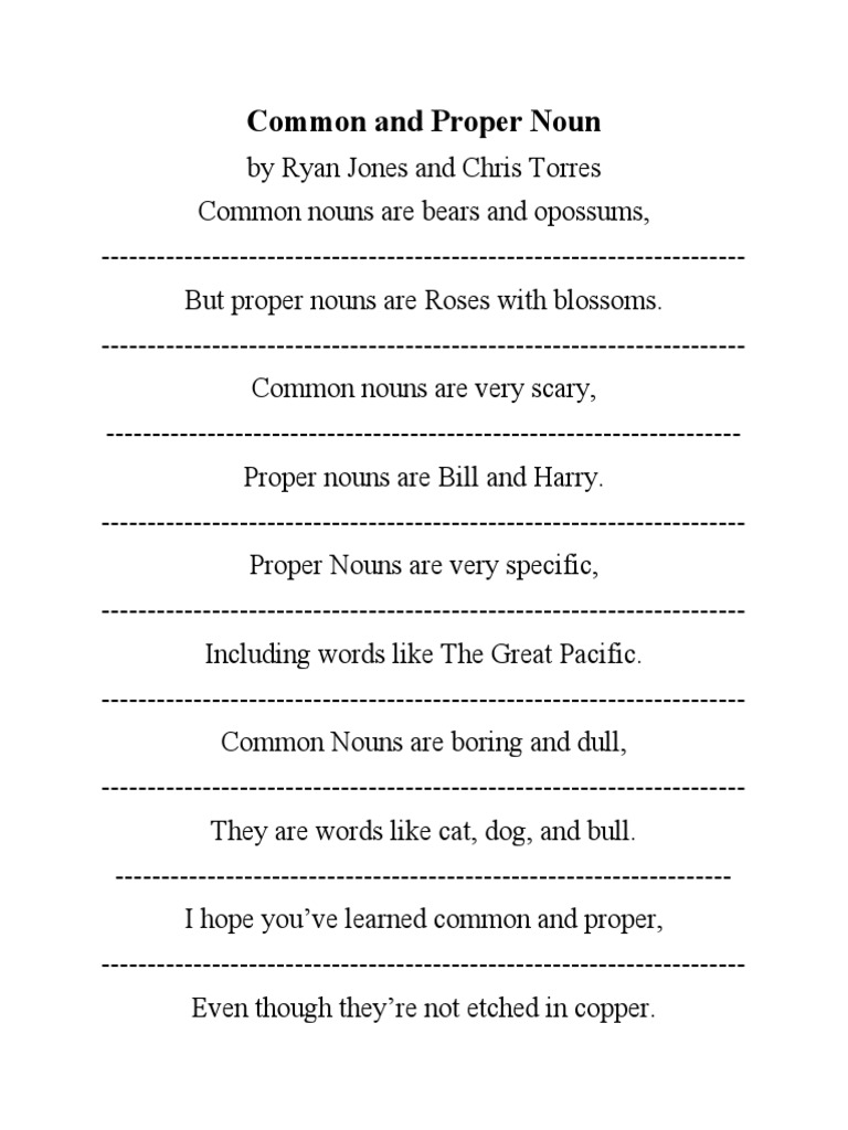 Common and Proper Noun | PDF