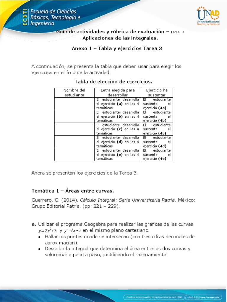 Anexo 1 - Tabla y Ejercicios Tarea 3 | PDF | Matemáticas | Análisis matemático