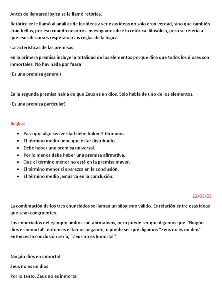 Características de Las Premisas Filosóficas | PDF | Falacia ...