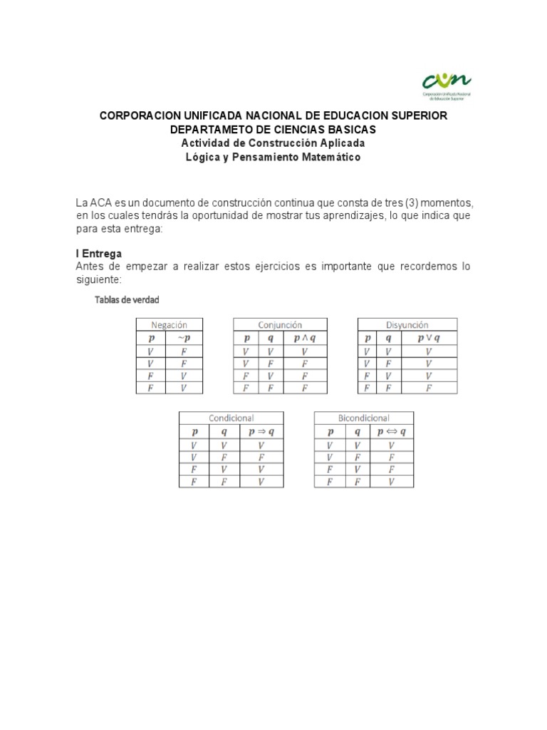 ACA 1 - Lógica y Pensamiento Matemático | PDF | Crecimiento personal y profesional