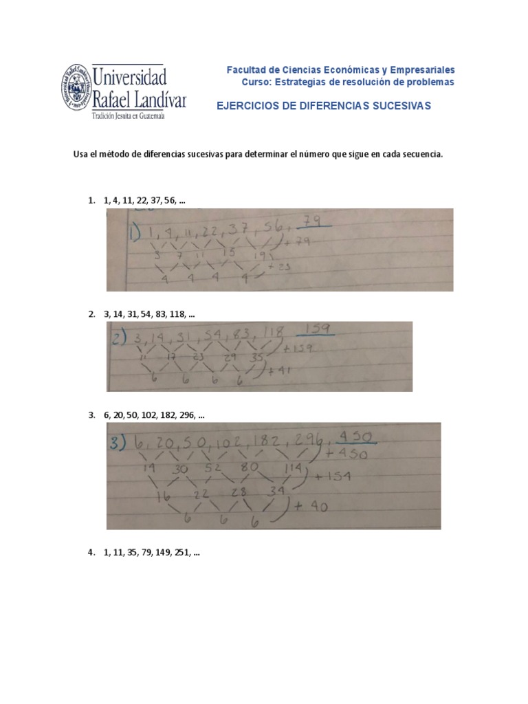 Ejercicios de Diferencias Sucesivas Ana Chang | PDF