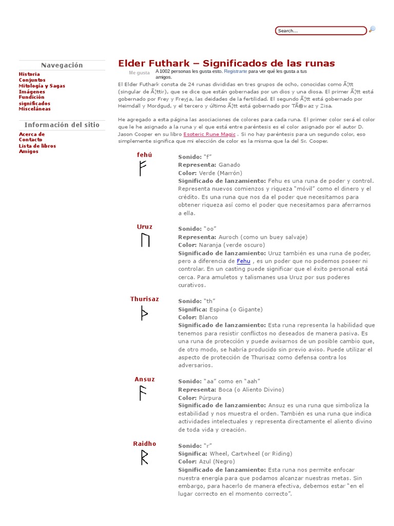 El sitio de la runa _ Elder Futhark – Significados de las runas | PDF