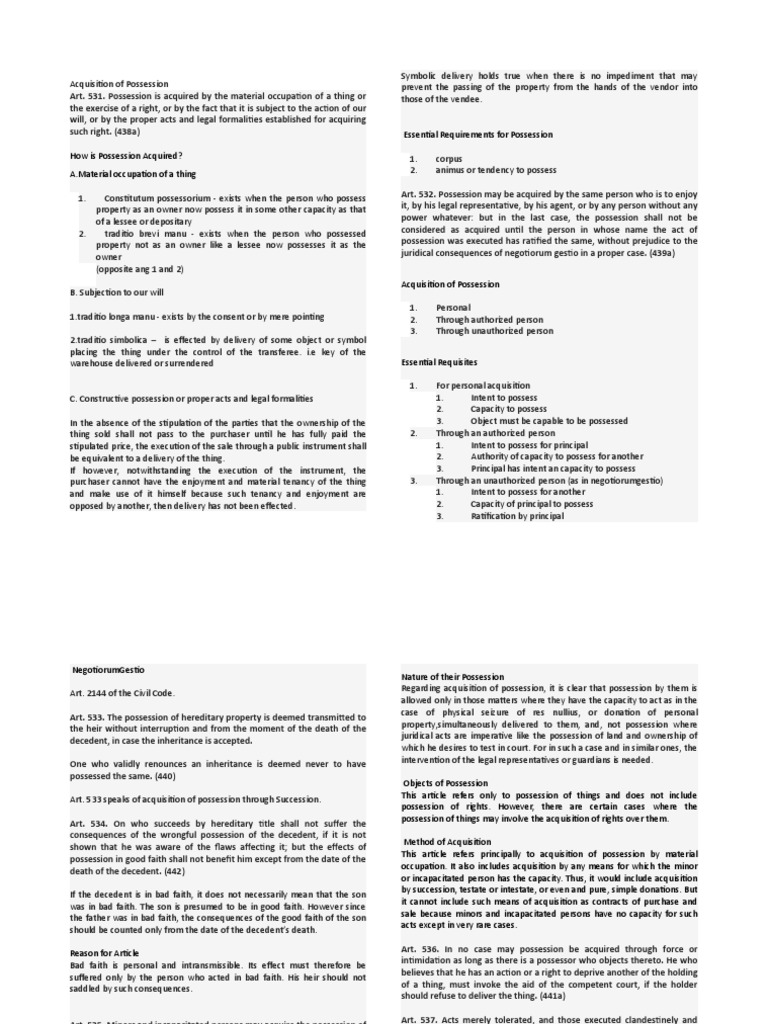 Acquisition of Possession Lecture | PDF