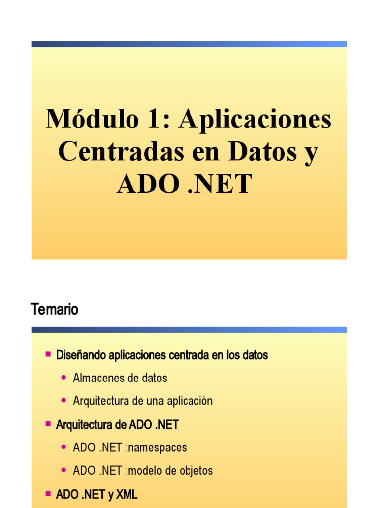 Aplicaciones Centradas en Datos y ADO Net | PDF | Active X Data Objects | Software