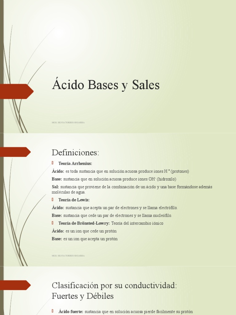 Ácido Bases y Sales | PDF | Ácido | Átomos