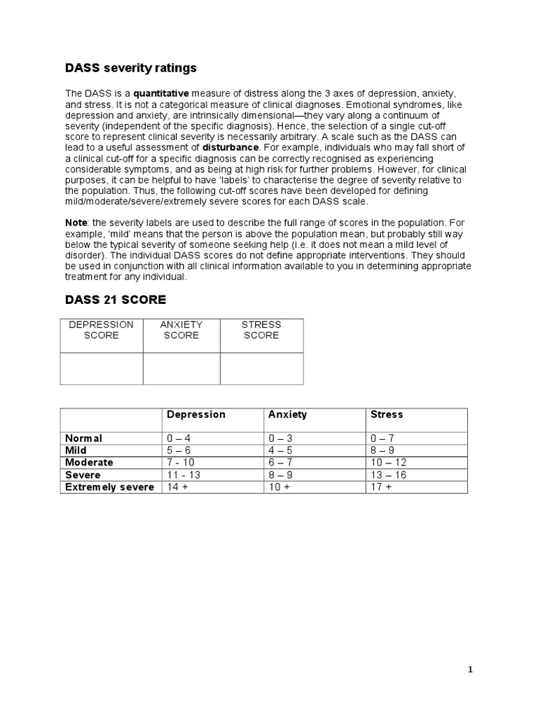 DASS 21 (Depression Anxiety Stress Scale) | PDF