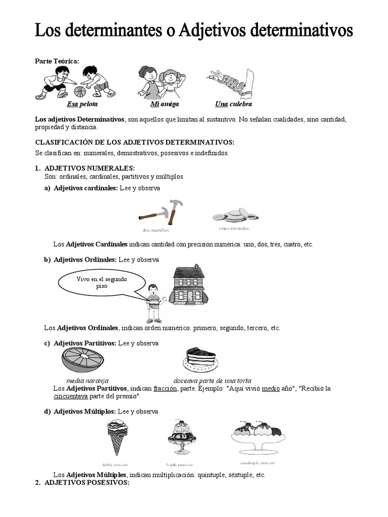 El Adjetivo Determinativo para Sexto de Primaria | PDF | Adjetivo ...