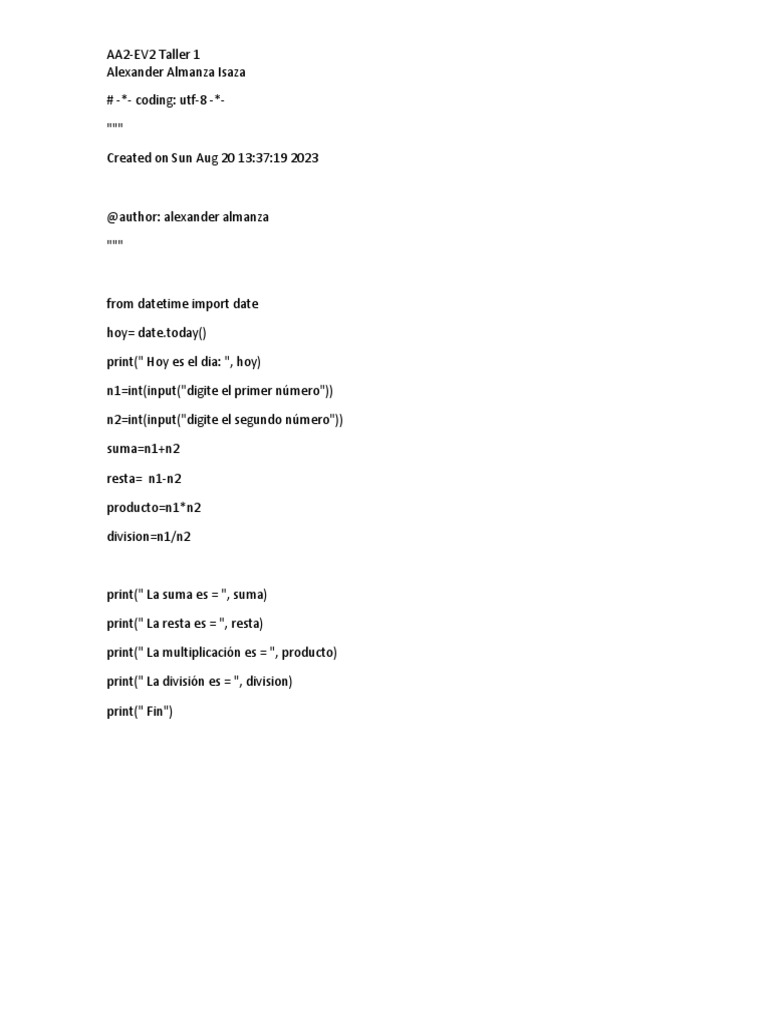 AA2-EV2 Taller 1 | PDF