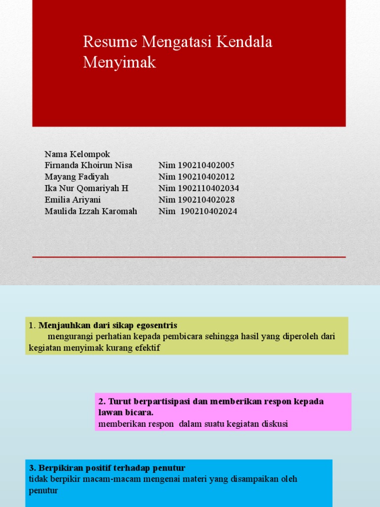 Kendala Menyimak Kel 6 | PDF