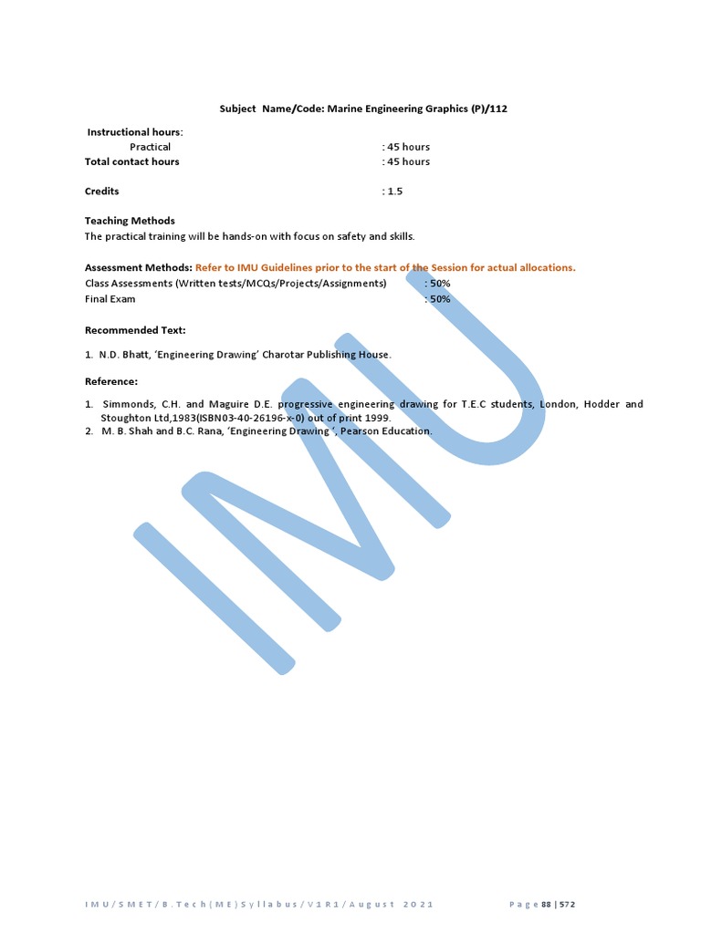 BTech (M.E.) Syllabus-Revised - Marine Engineering Graphics (UG11P4103 ...
