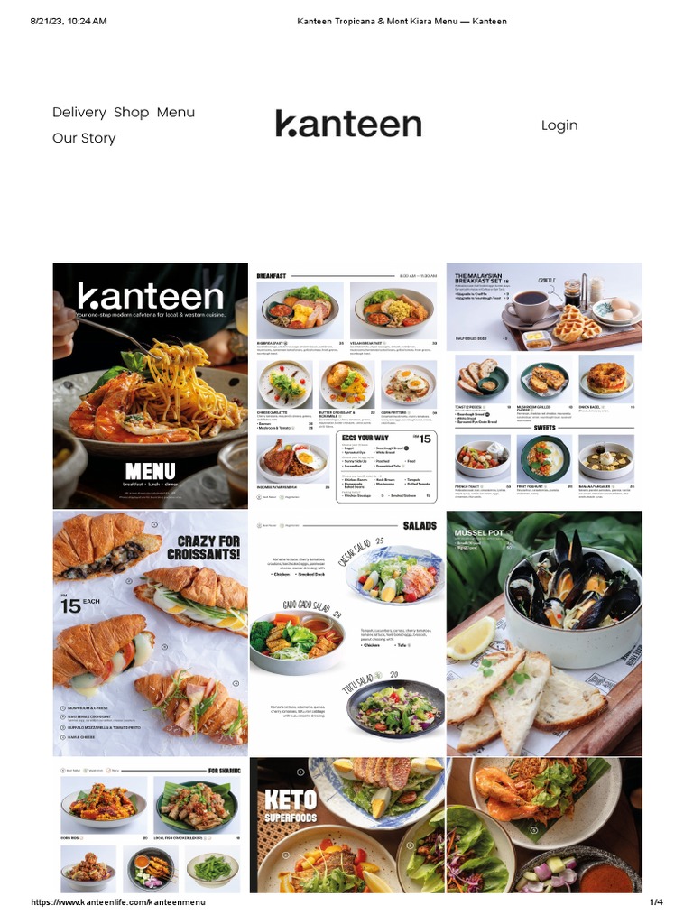 Kanteen Tropicana & Mont Kiara Menu — Kanteen | PDF