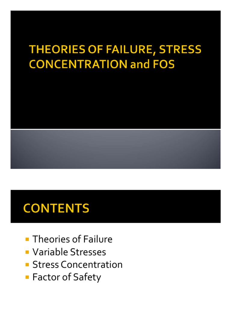 Session 5 Theories of Failure Fluctuating Loads Stress Concentration ...