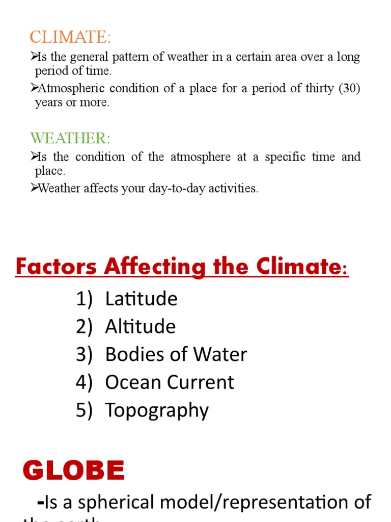 3RDFactors That Affect The Climate - OHSP | PDF | Earth | Equator