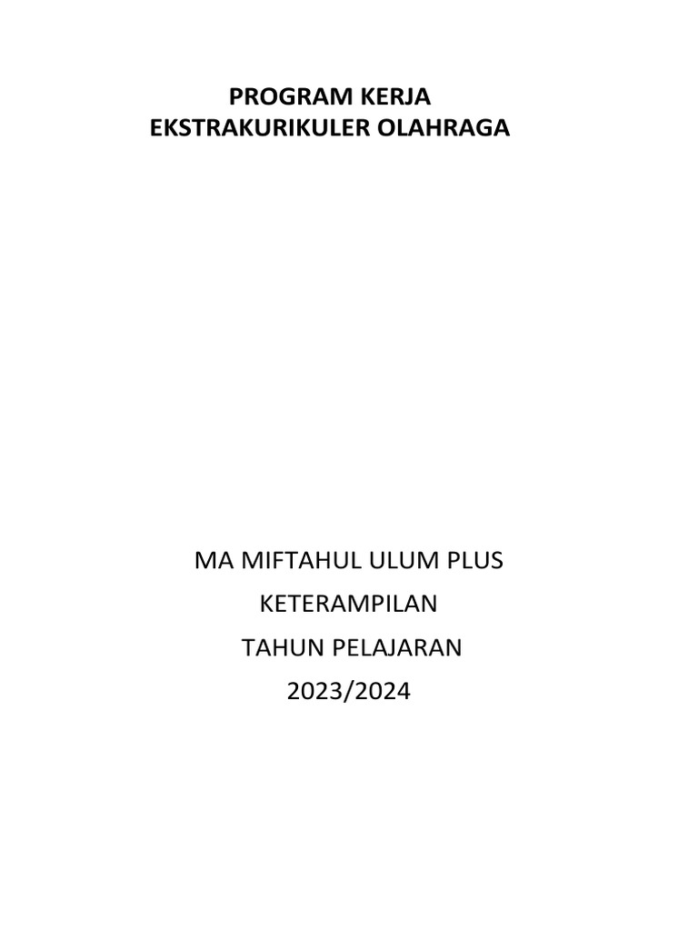 Program Kerja Ekstrakurikuler Olahraga | PDF
