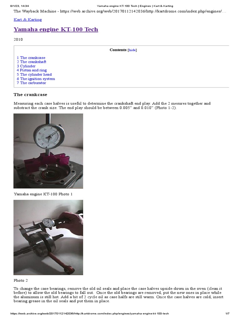 Yamaha Engine KT-100 Tech - Engines - Kart & Karting | PDF | Piston | Manufactured Goods