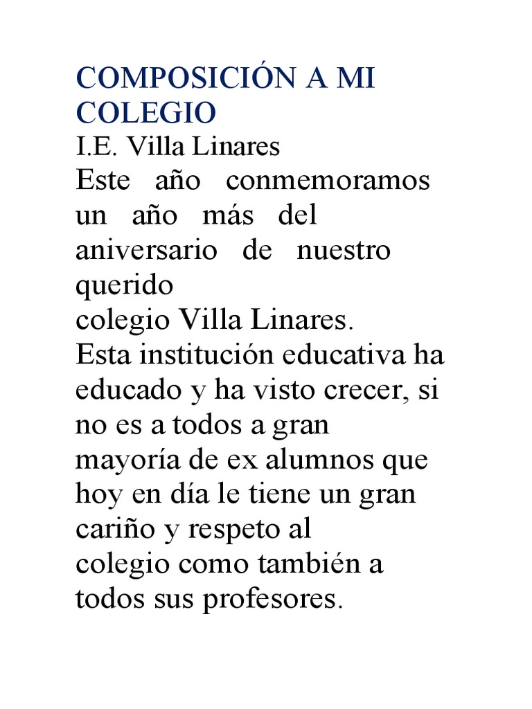 Composición A Mi Colegio | PDF