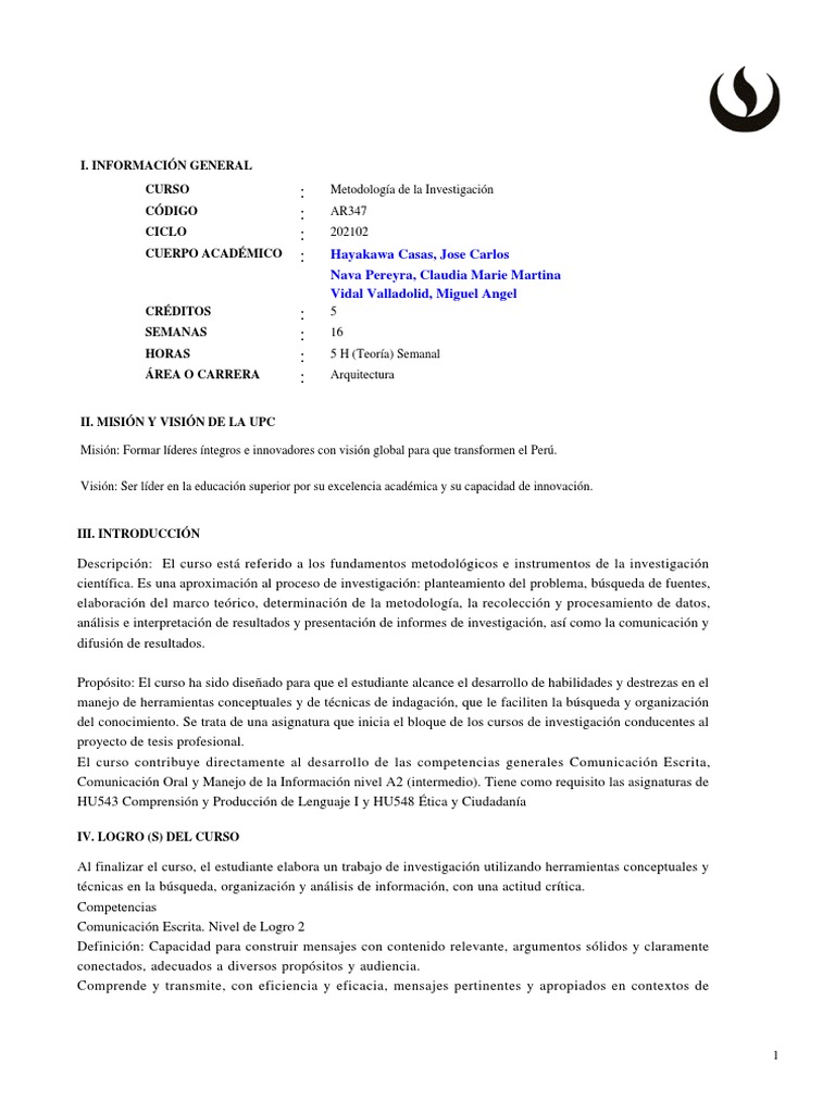 AR347 Metodologia de La Investigacion 202102 | PDF | Evaluación ...